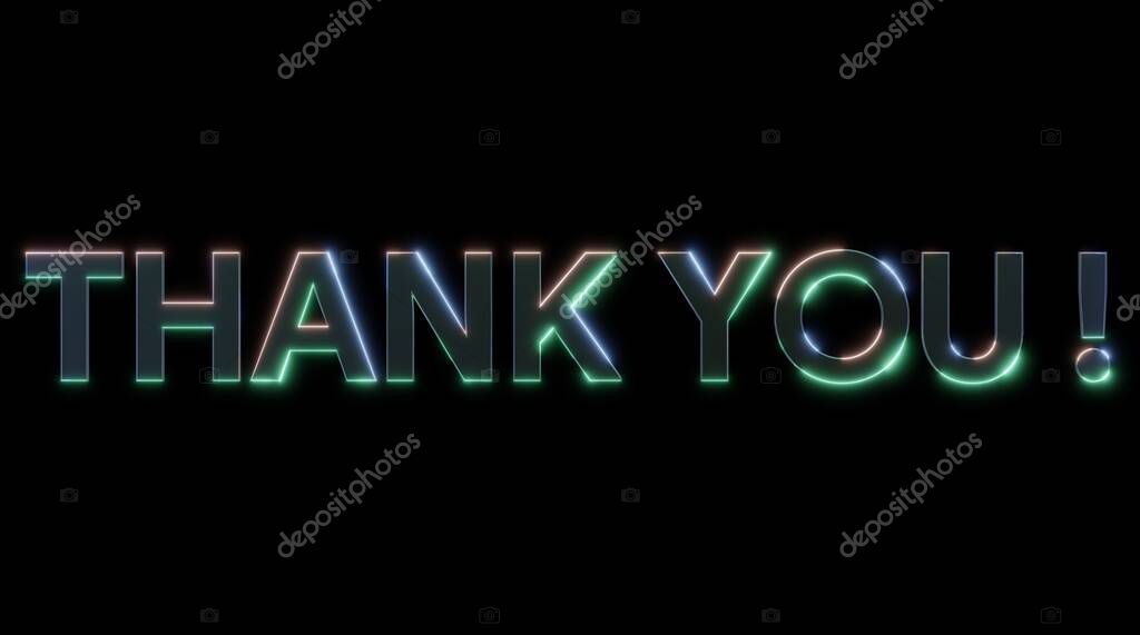 Gracias signo de efecto de neón de metal con luz y efectos brillantes ...