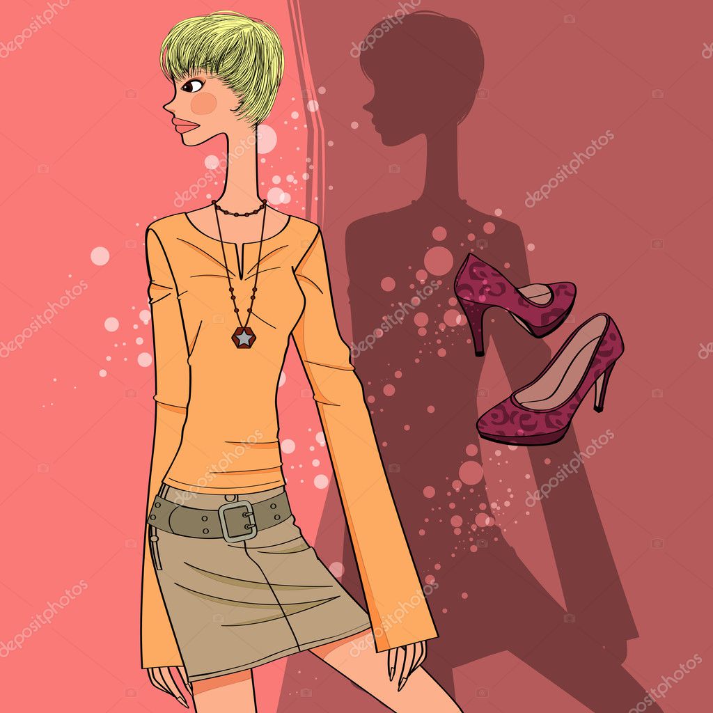 Casual Styles Beautiful Girl With High Heels Stock Vector By ©seesawname 100302834