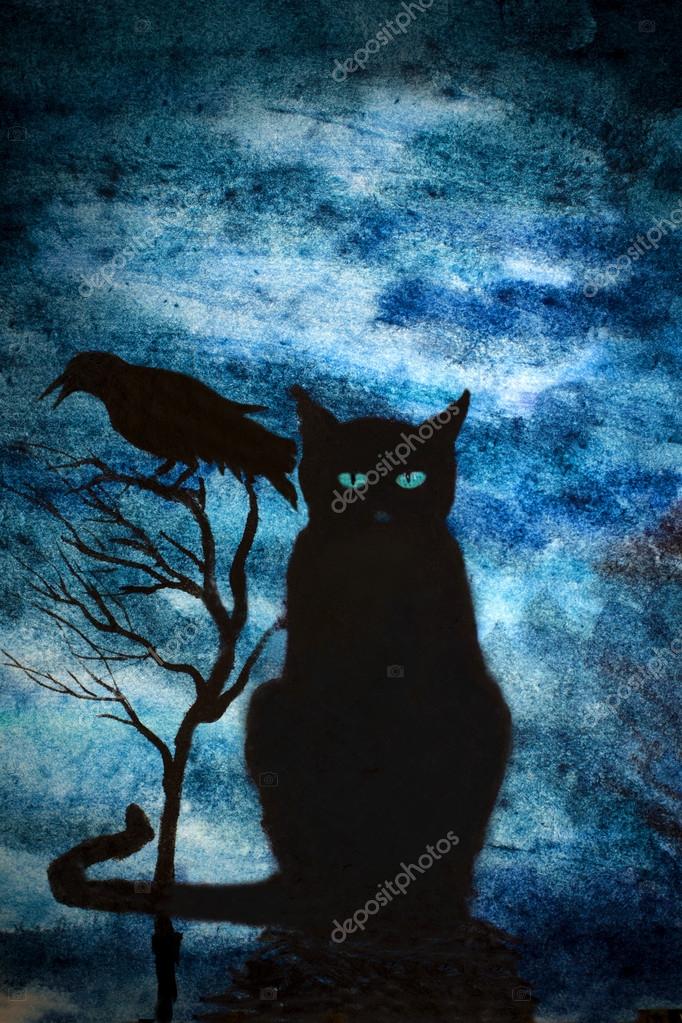 Black cat and crows — Stock Photo © nikolai2 #100967120