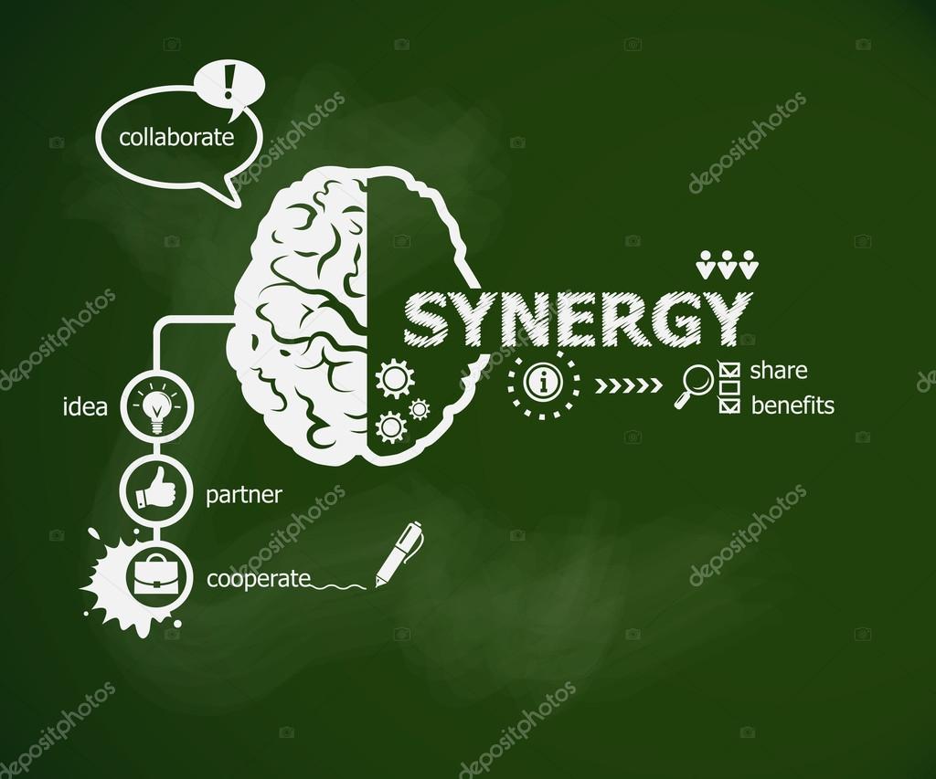 Synergy concept and brain. Stock Vector by ©MVmaster #118137660