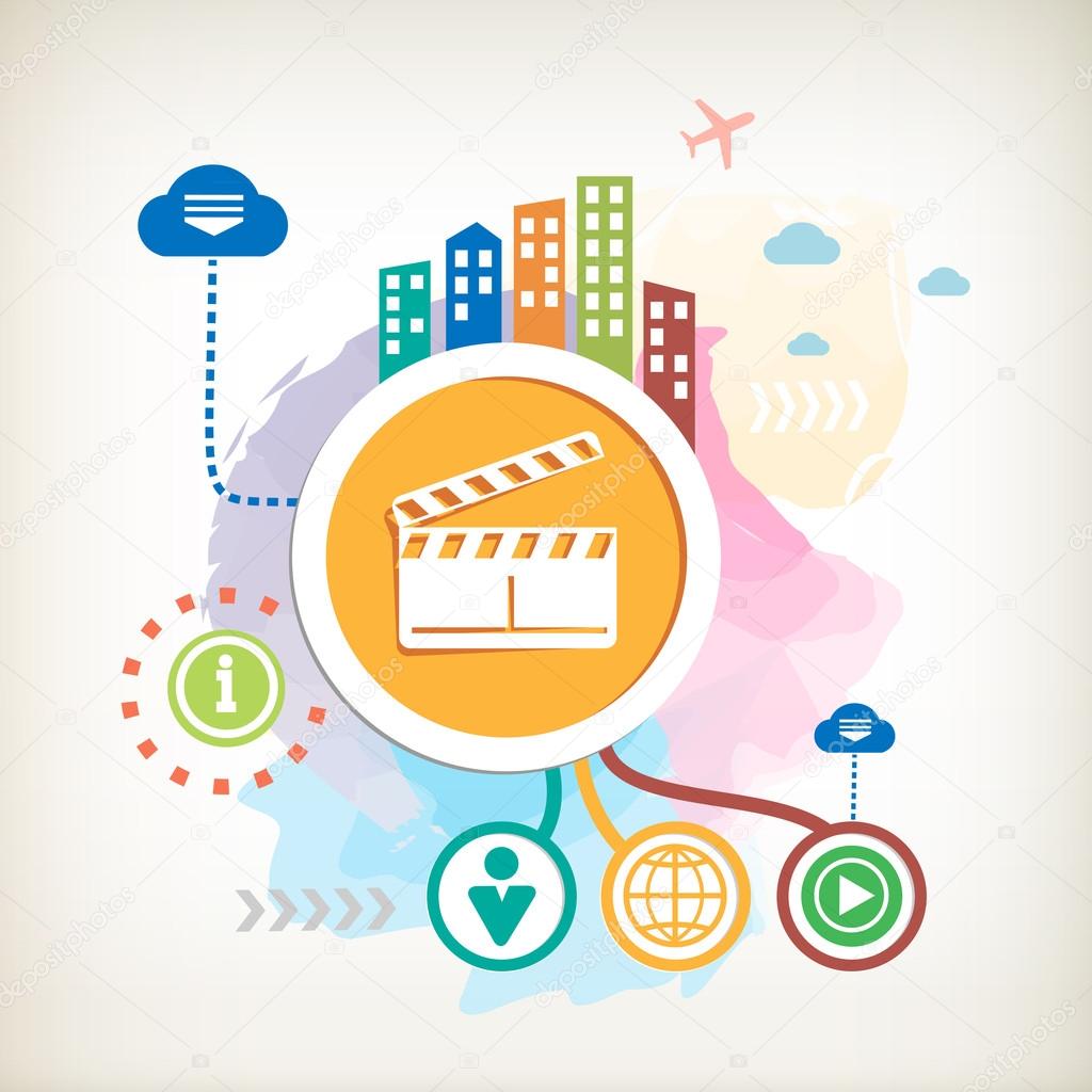 Flap movie hand drawn and city Stock Vector Image by ©MVmaster #68300339