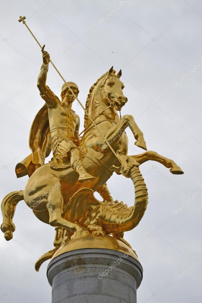 St george statue at Freedom square - Tbilisi, Georgia — Stock Photo ...