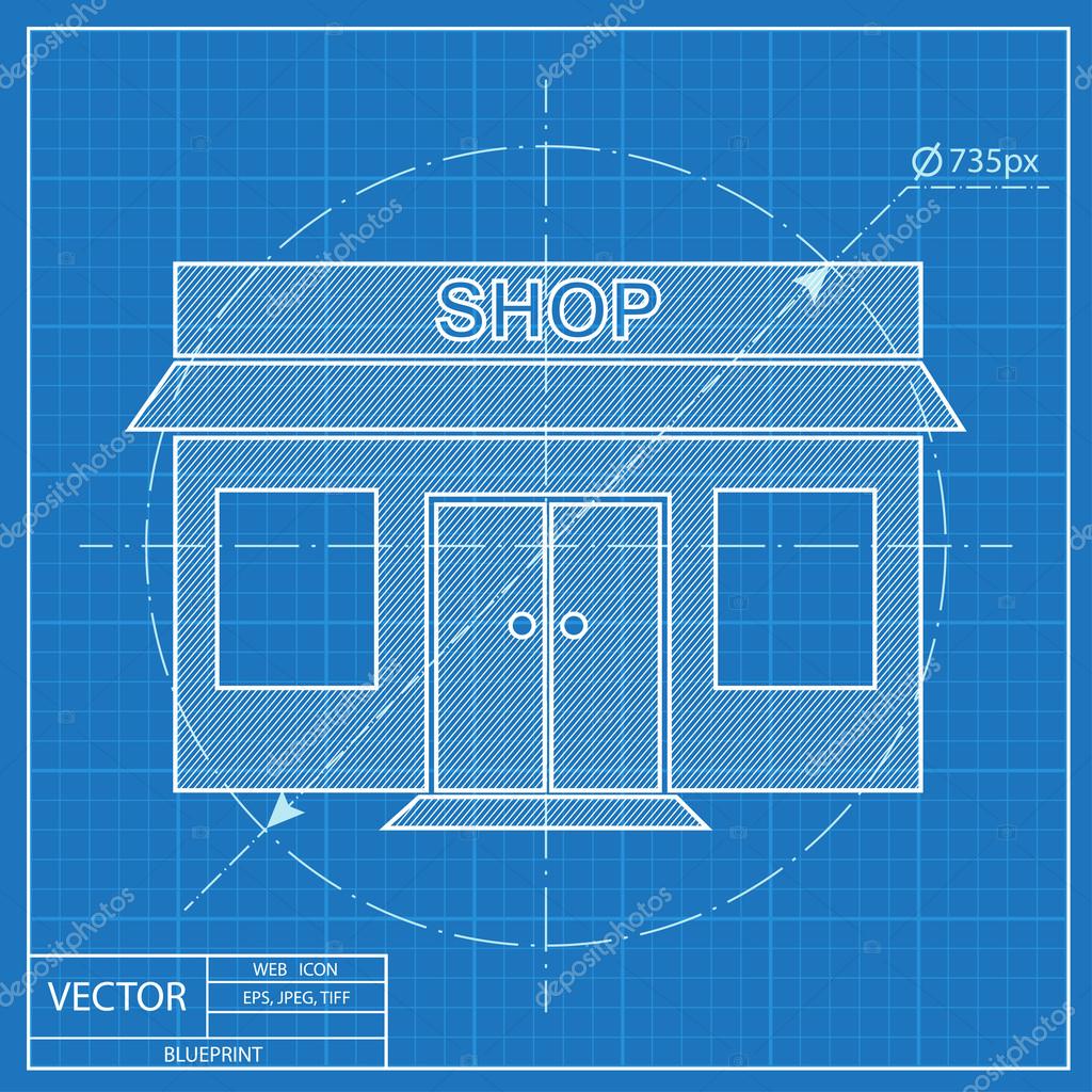 Shop icon. Blueprint style Stock Vector Image by ©Icon_Craft_Studio ...