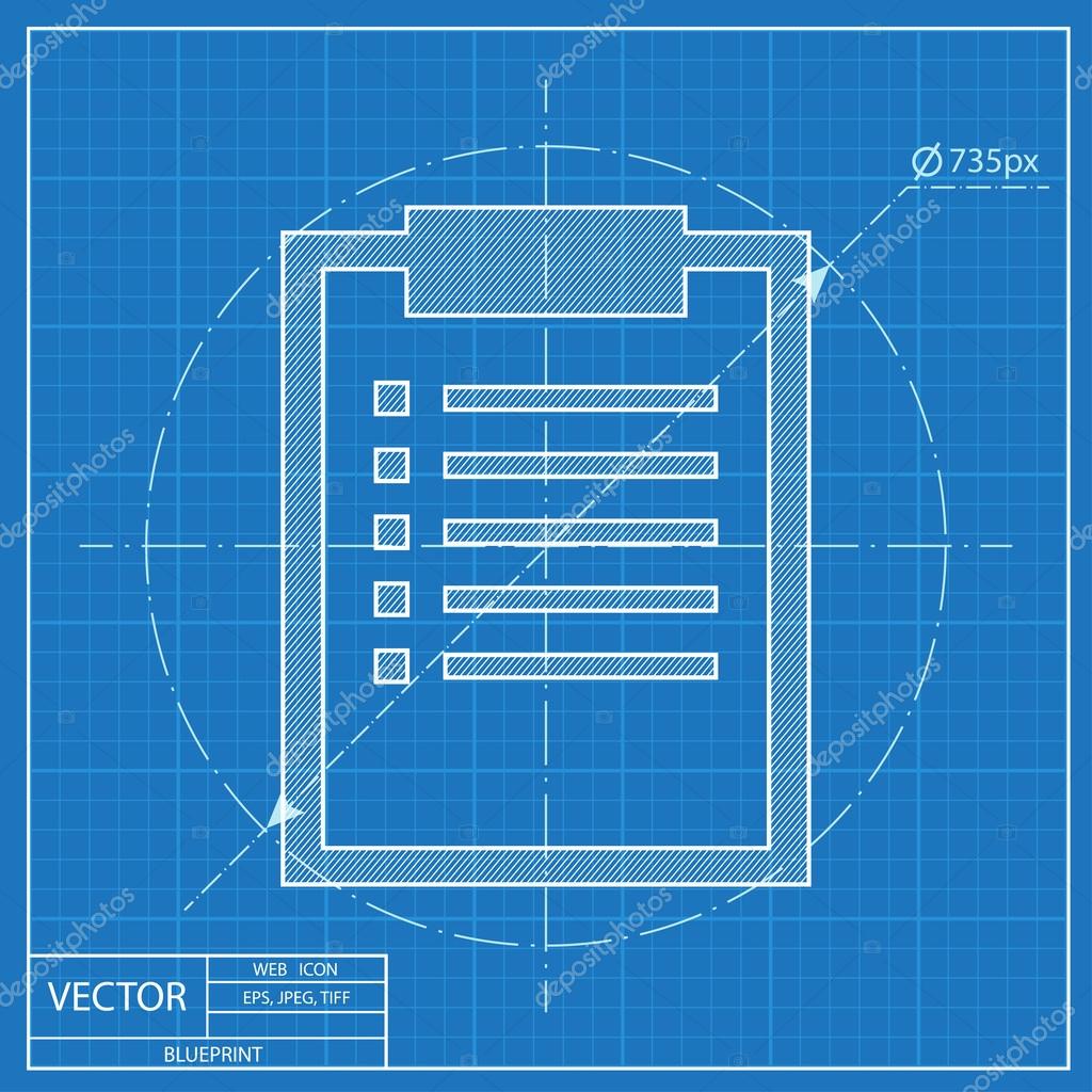 Blueprint icon of clipboard with document — Stock Vector © Icon_Craft ...