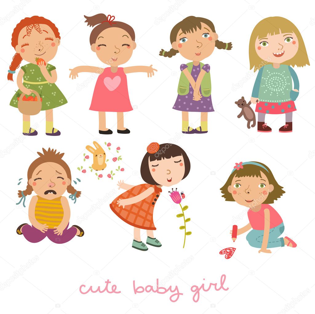 Girls vector set Stock Vector by ©Guzanna 106029534