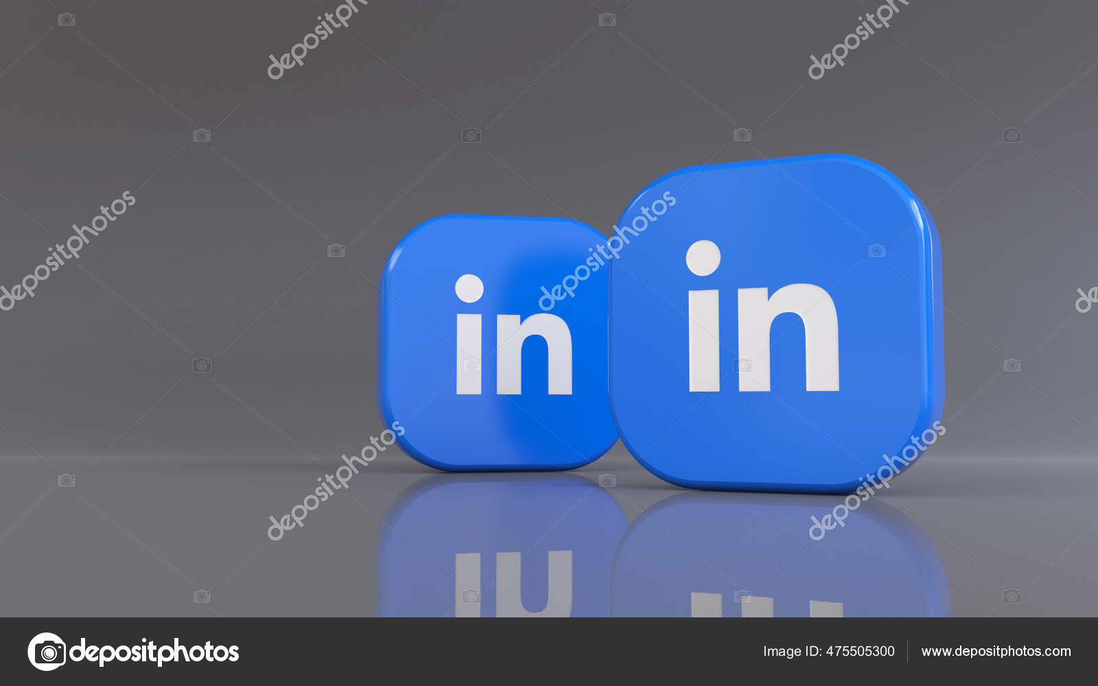 Rendering Two Linkedin Square Badges Gray Background — Stock Editorial ...