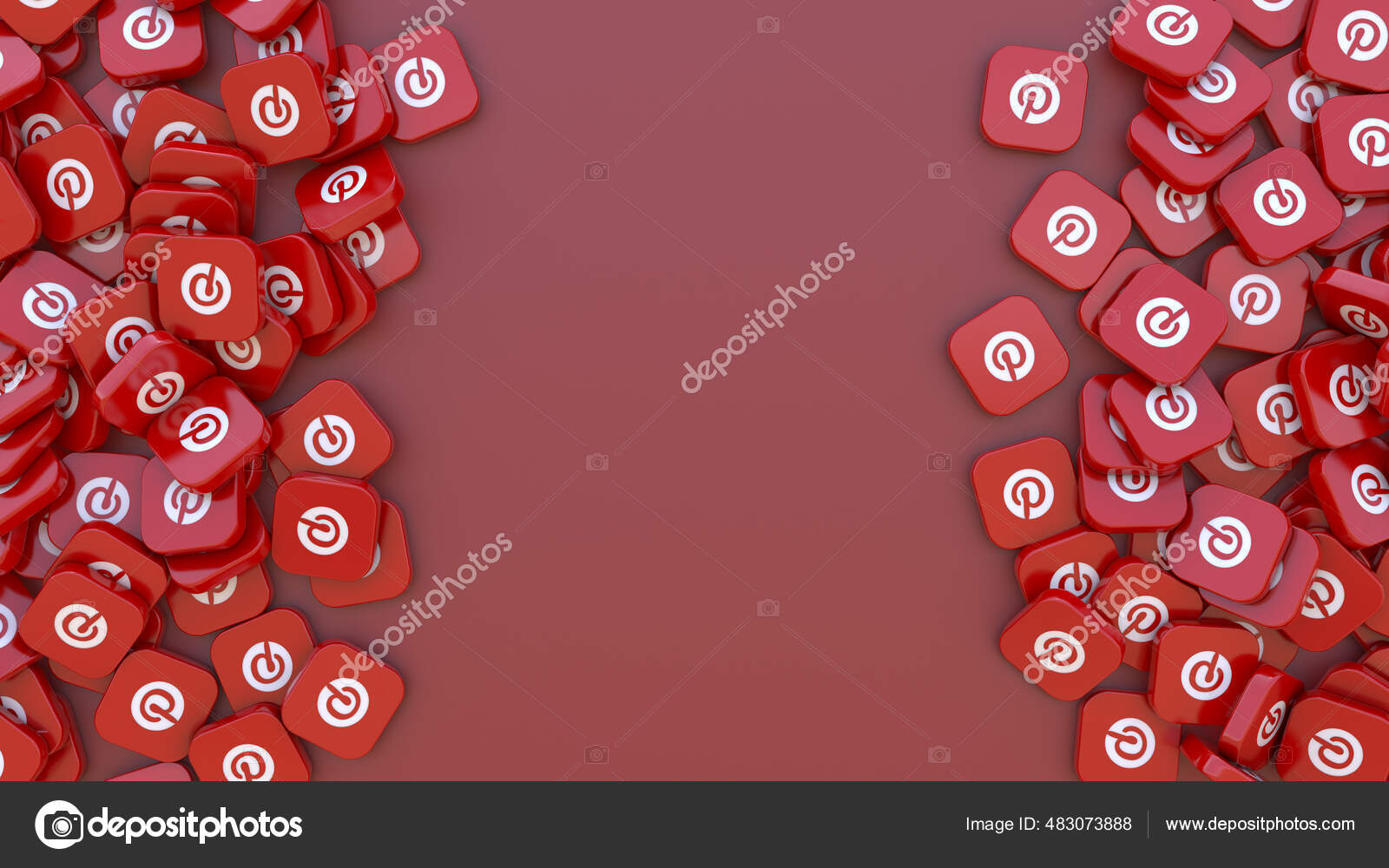 Rendering Bunch Square Badges Logo Pinterest Red Background – Stock ...