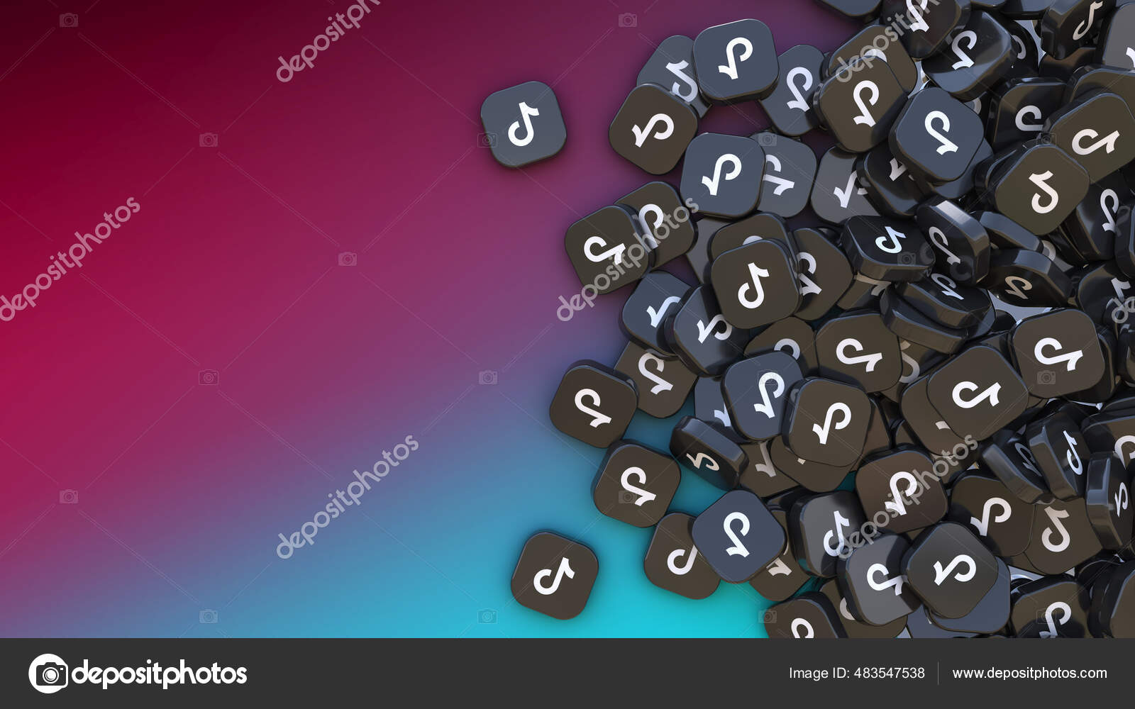 Rendering Bunch Square Badges Tik Tok Logo Colorful Background – Stock ...