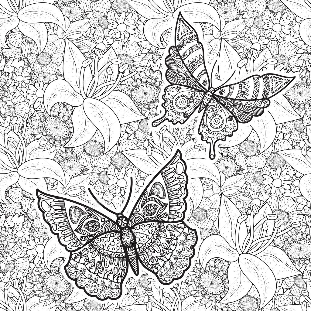 Floral background for coloring book. Stock Illustration by ©photovolga ...