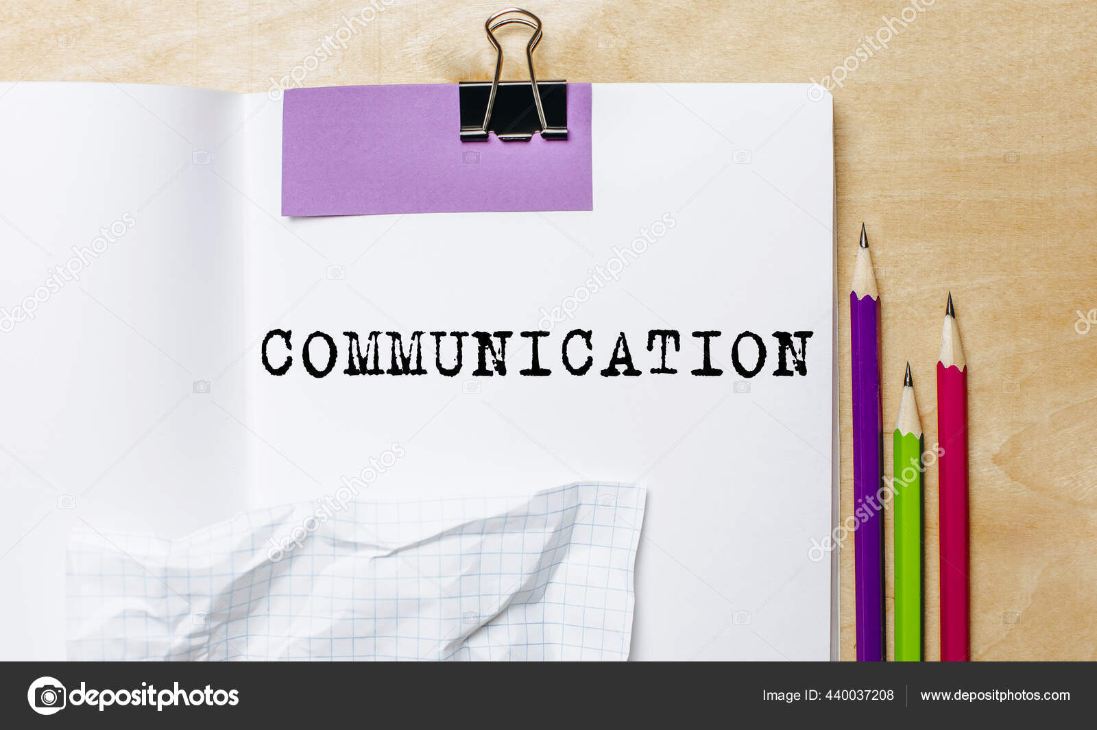 Communication Text Written Paper Pencils Desk Office Stock Photo by ...