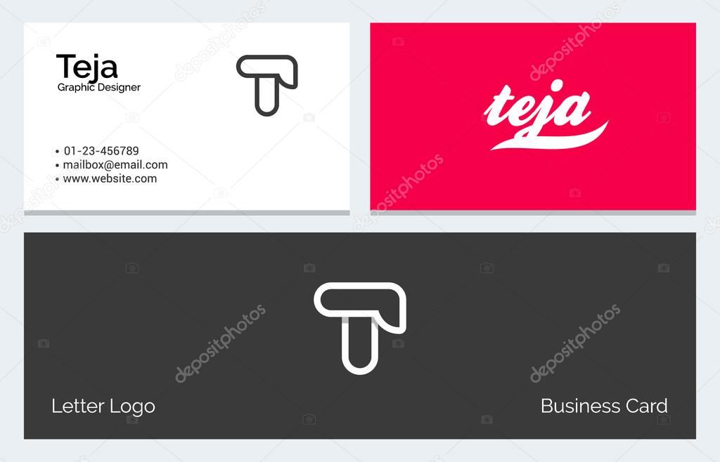 T Alphabet Letter Minimal Linear Logo Business Card template — Stock ...