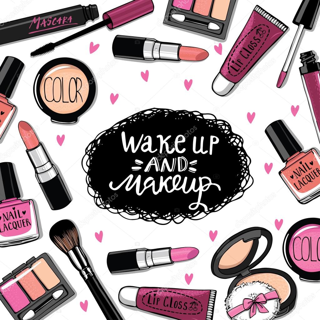 Hand drawn cosmetics set. — Stock Vector © a_bachelorette #123221956