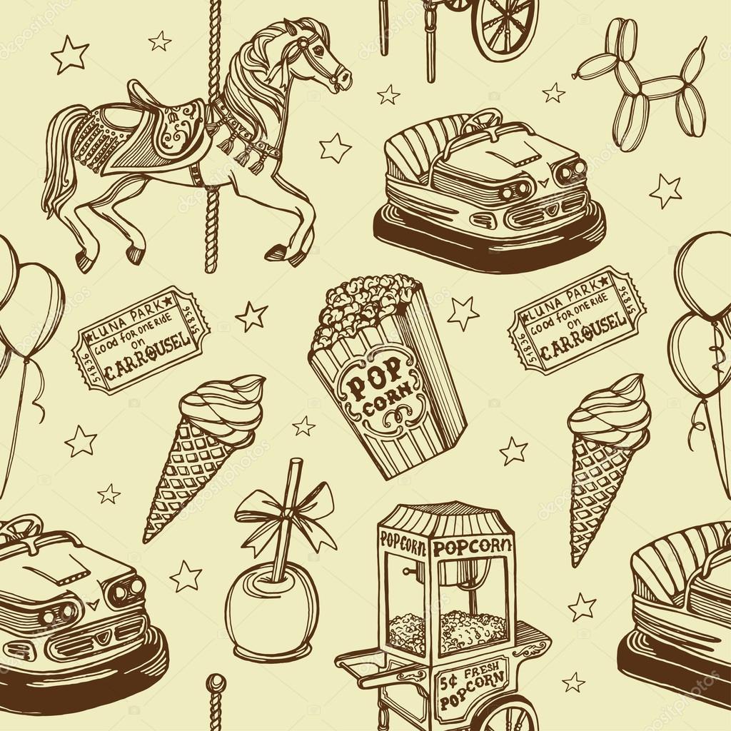 Drawn luna park set Stock Illustration by ©a_bachelorette #67999515