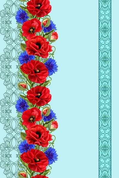 Vertical Floral Border Pattern Seamless Vertical Floral Border