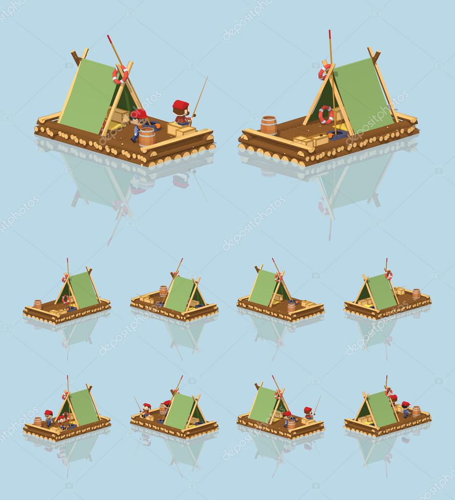 Low poly wooden raft Stock Vector Image by ©Andrew_Rybalko #101962996
