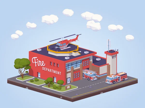 Low poly fire station Stock Vector Image by ©Andrew_Rybalko #119372960