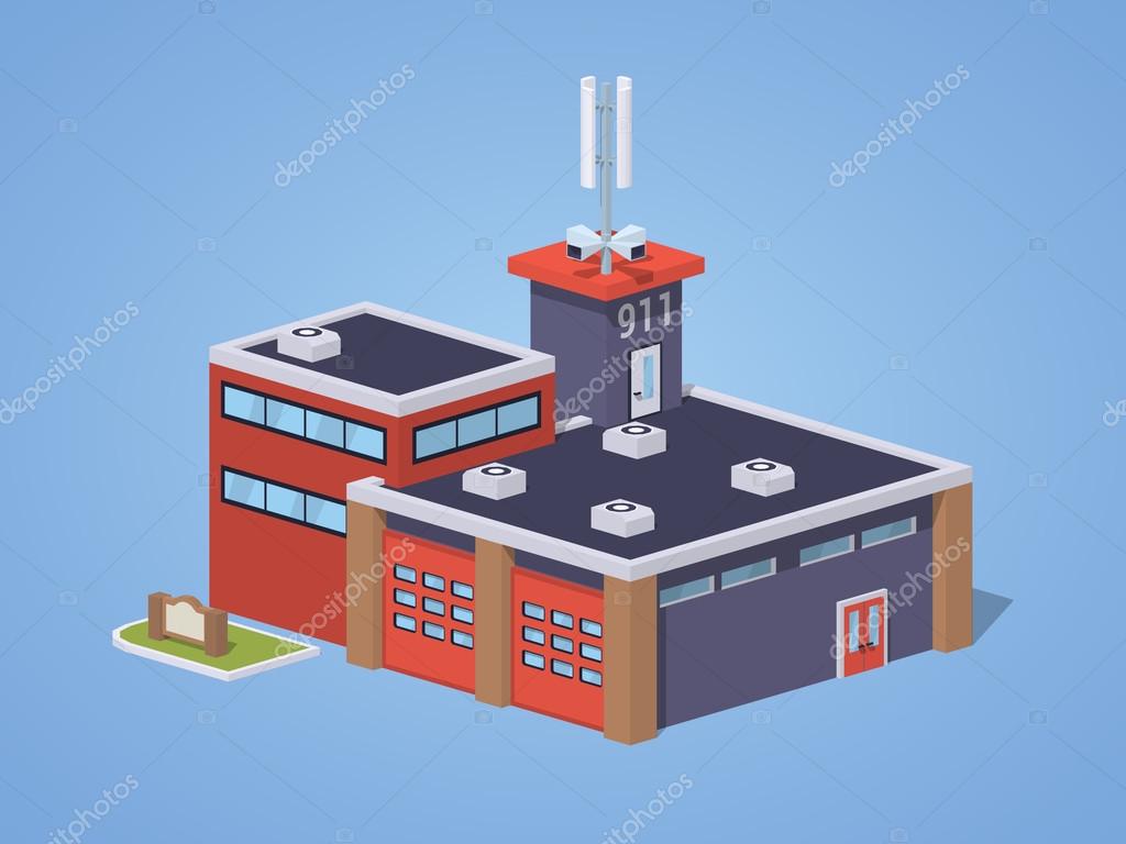 Low poly fire station Stock Vector by ©Andrew_Rybalko 119507302