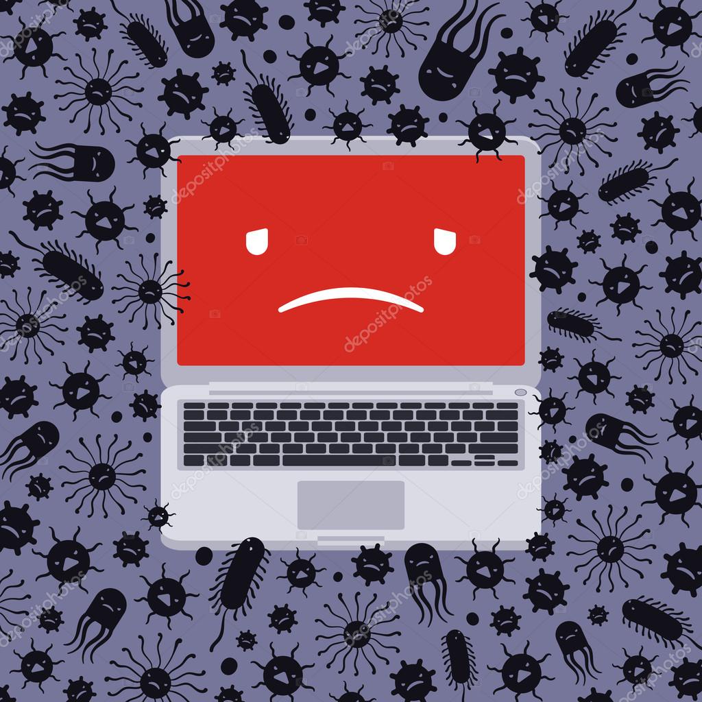 Laptop captured by viruses Stock Vector by ©Andrew_Rybalko 77208371