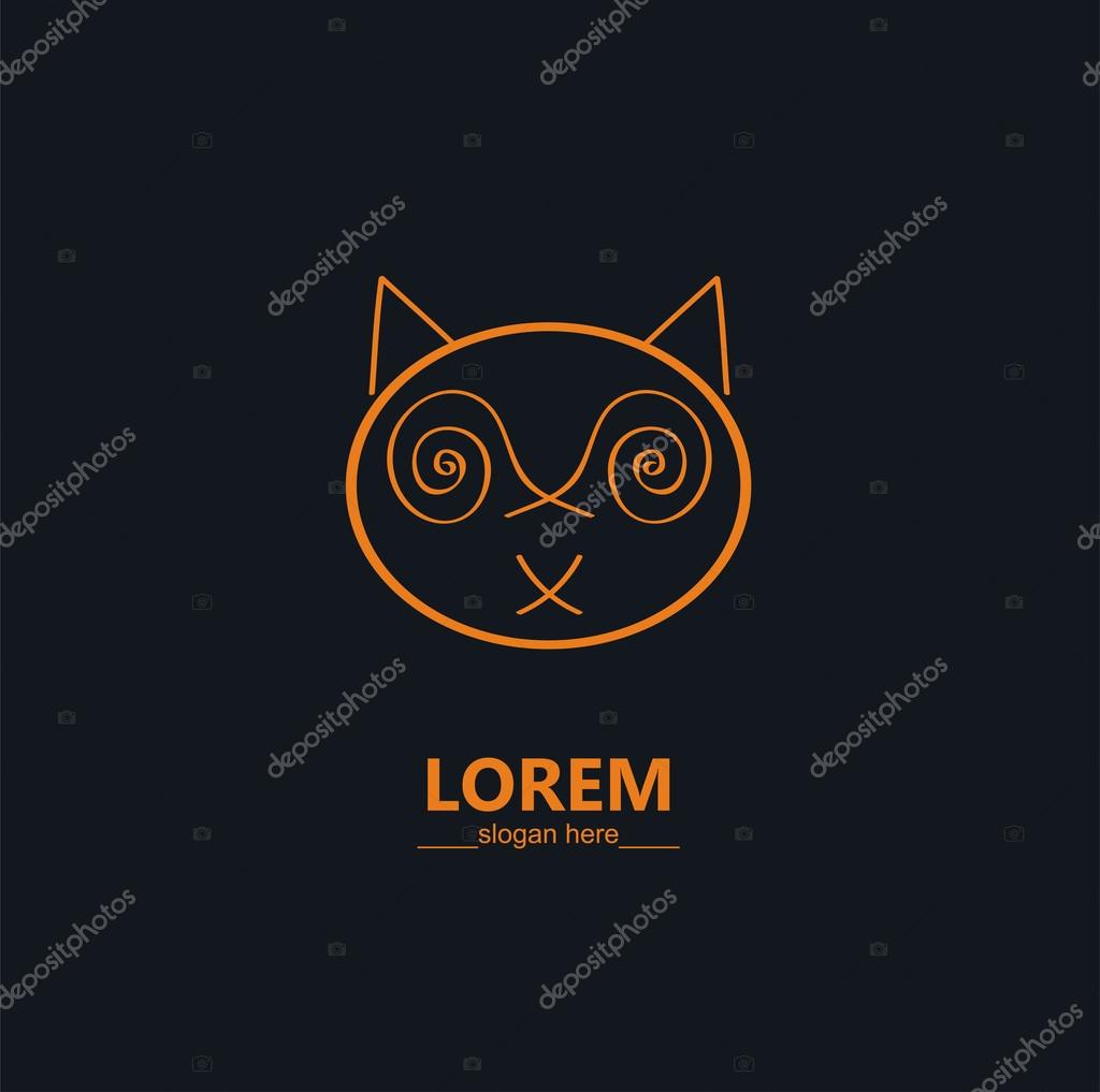 Cat outline logo. Vector design elements, business signs. Cat line art ...