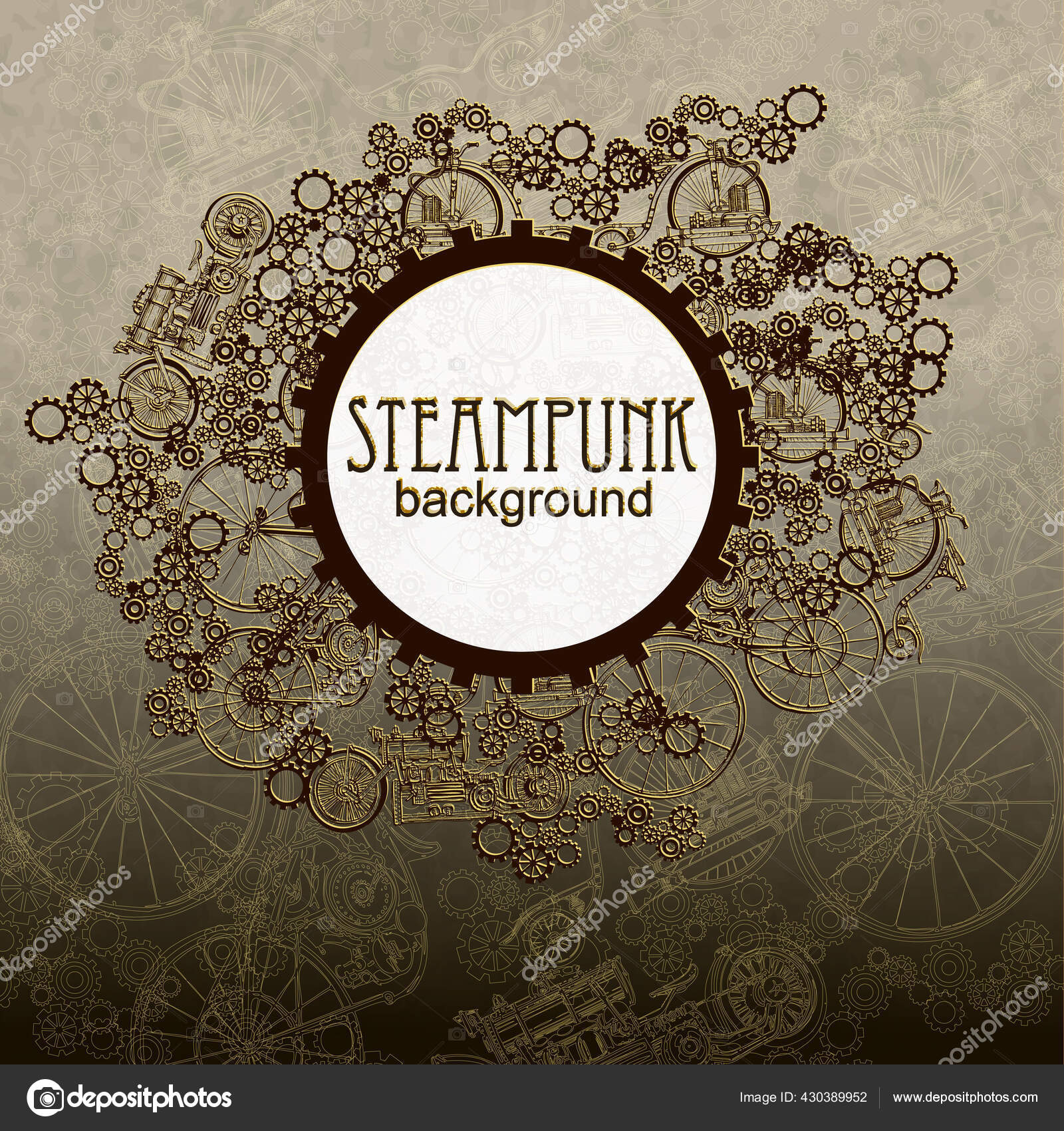 Template steampunk design for card. Frame steampunk Stock Vector Image ...