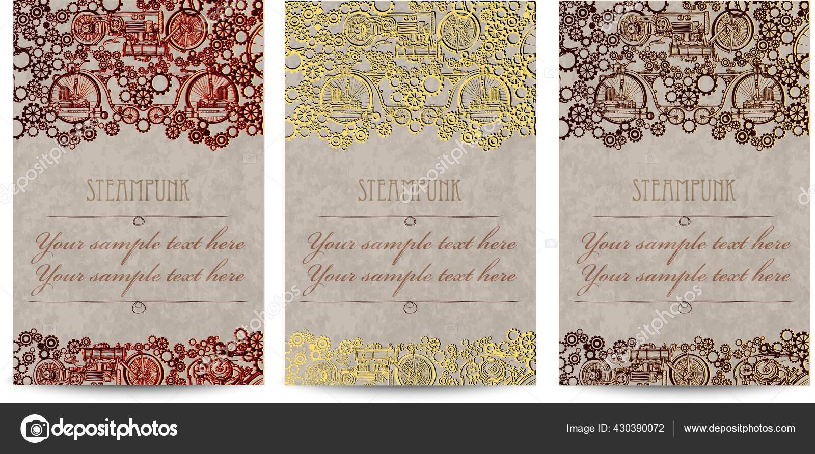 Template steampunk design for card set. Frame steampunk Stock Vector ...