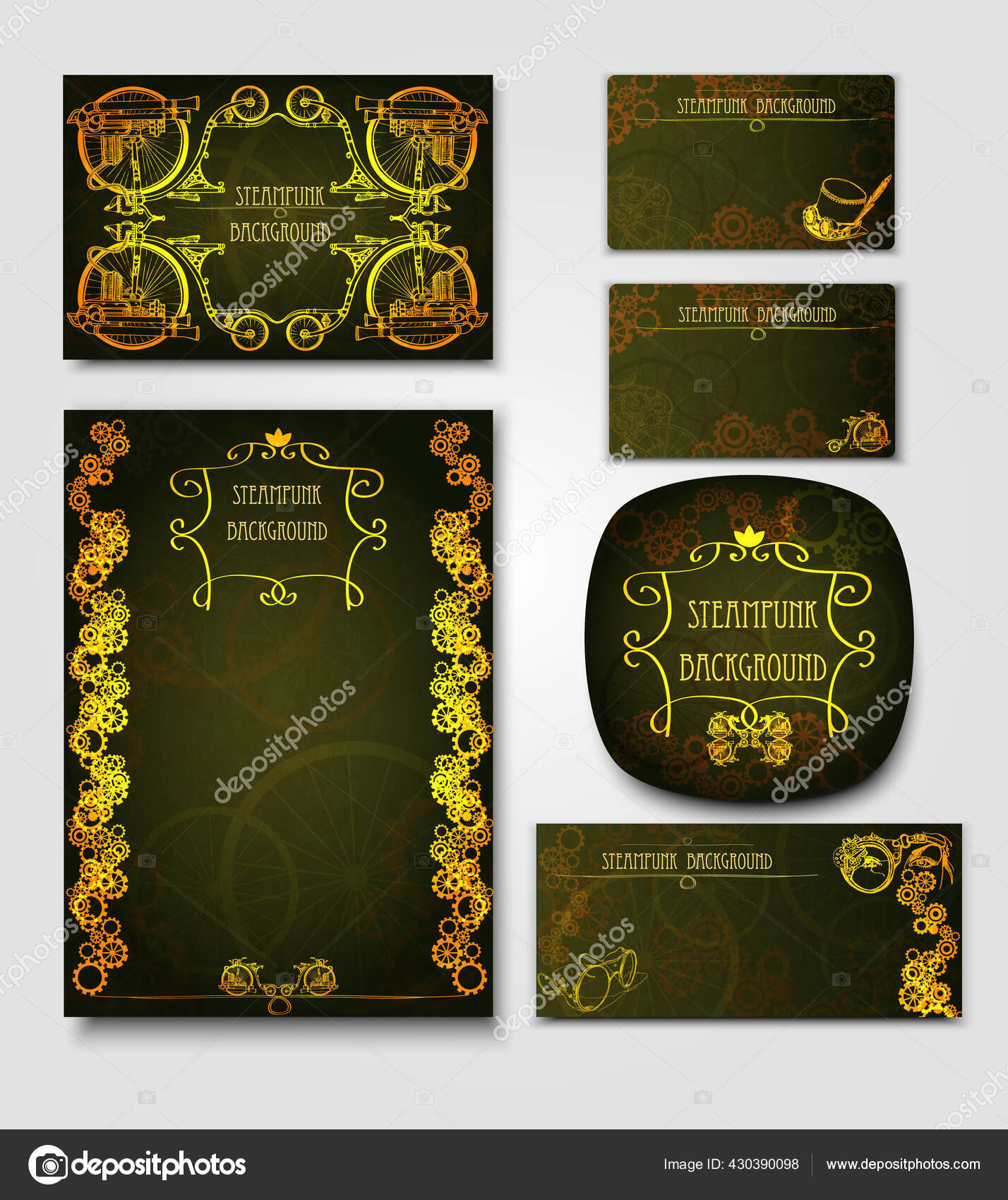 Set steampunk style frame steampunk background for design Stock Vector ...