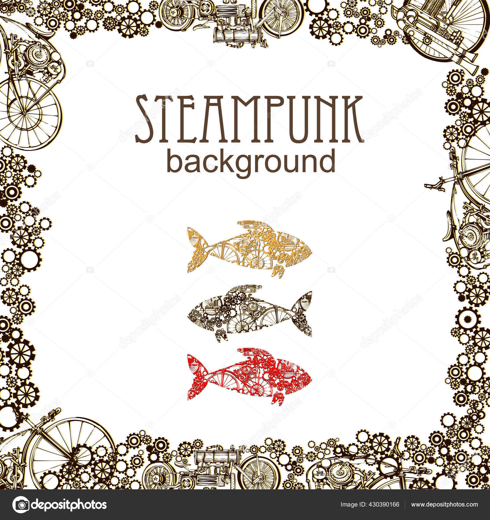 Template steampunk design for card. Frame steampunk Stock Vector Image ...