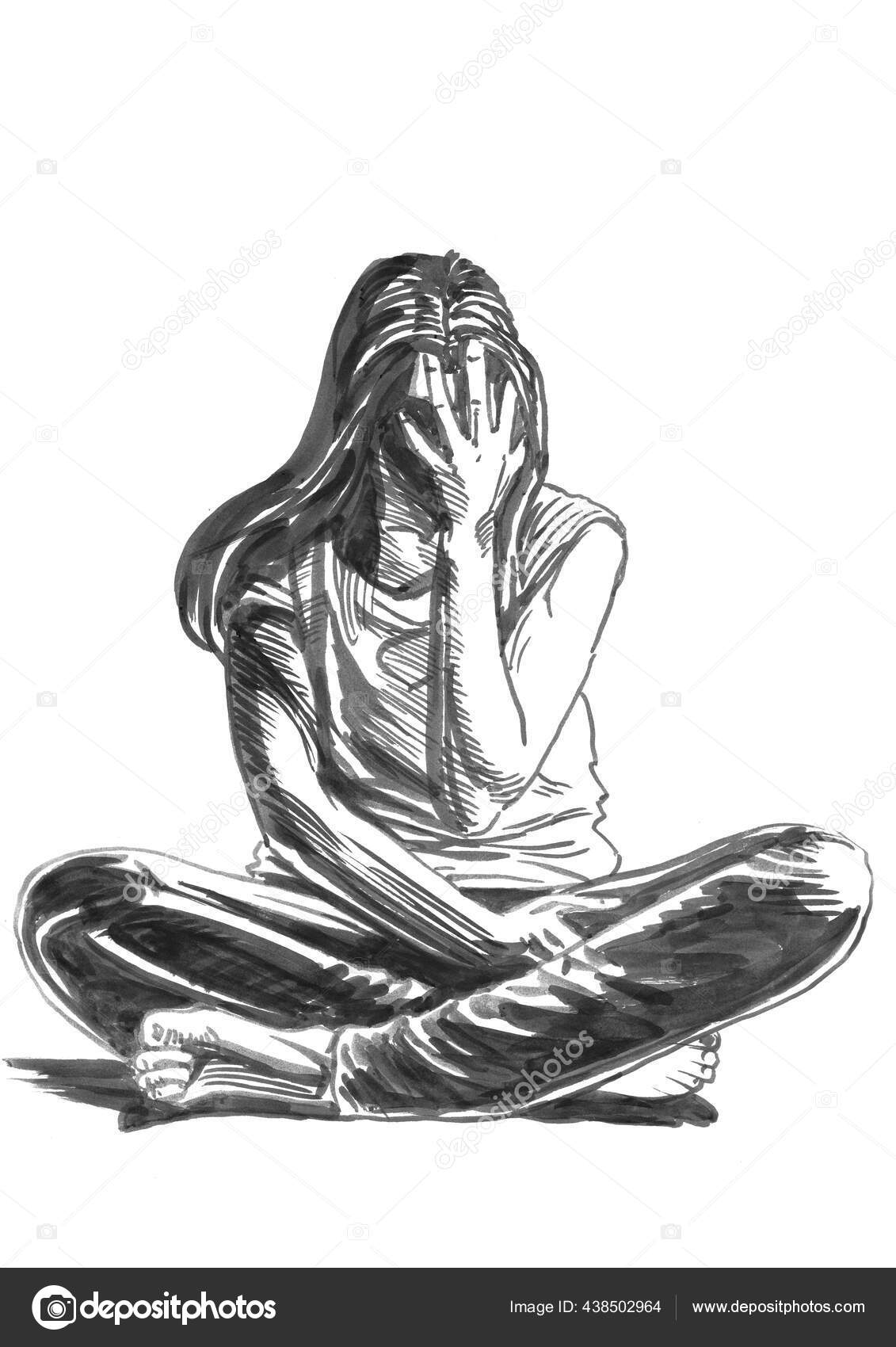 How To Draw A Sad Girl Looking Down