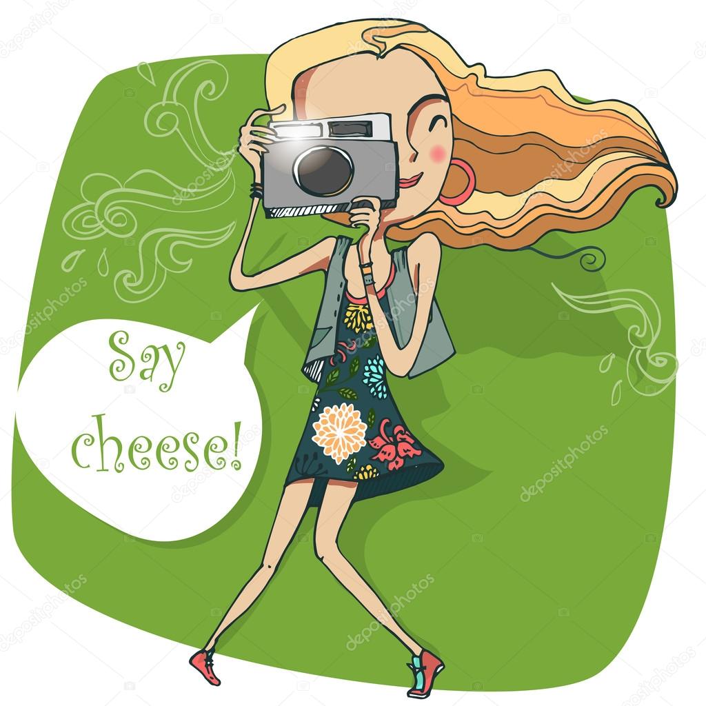 Girl with camera Stock Vector by ©Cofeee 80557026