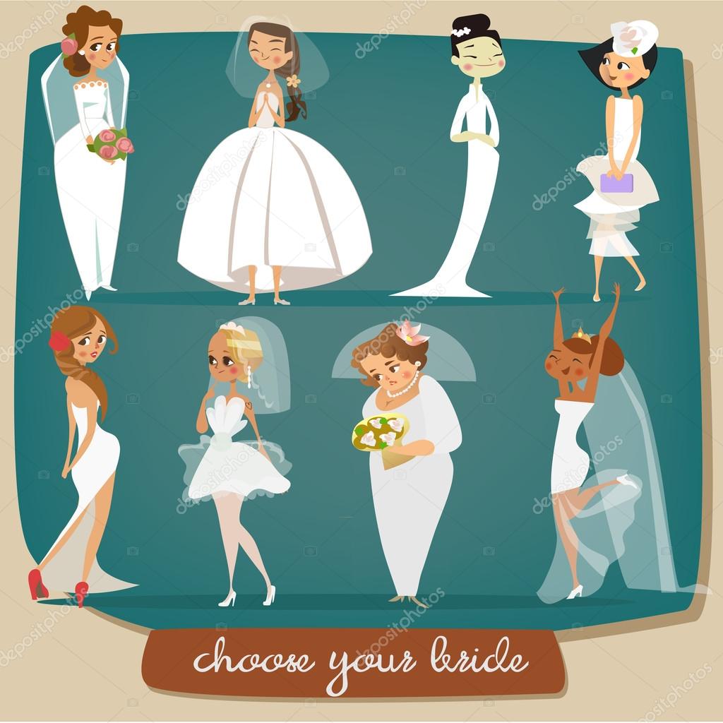 Cute cartoon brides — Stock Vector © Cofeee #85516780