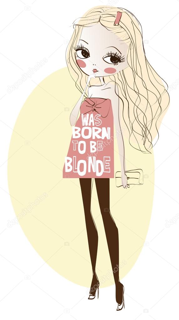 Cute Cartoon Blonde Girl — Stock Vector © Cofeee 95929948
