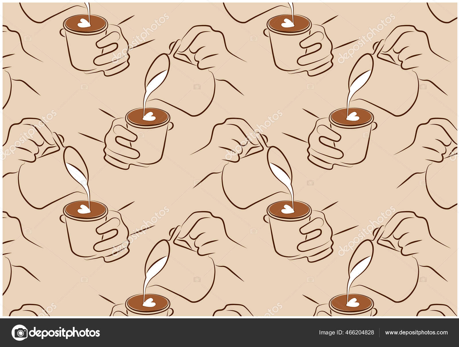 Sketch Drawing Pattern Barista Making Coffee Latte Art Human Add Stock ...