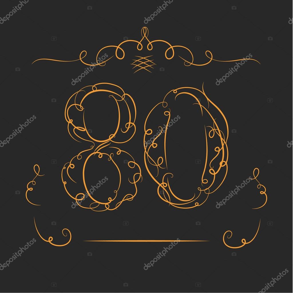 Anniversary 80th signs — Stock Vector © mashabr #73492963