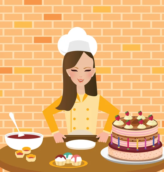 Woman Baking Vector