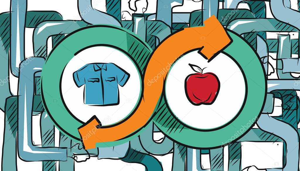 Barter commerce trade transaction economic concept exchange swap goods ...