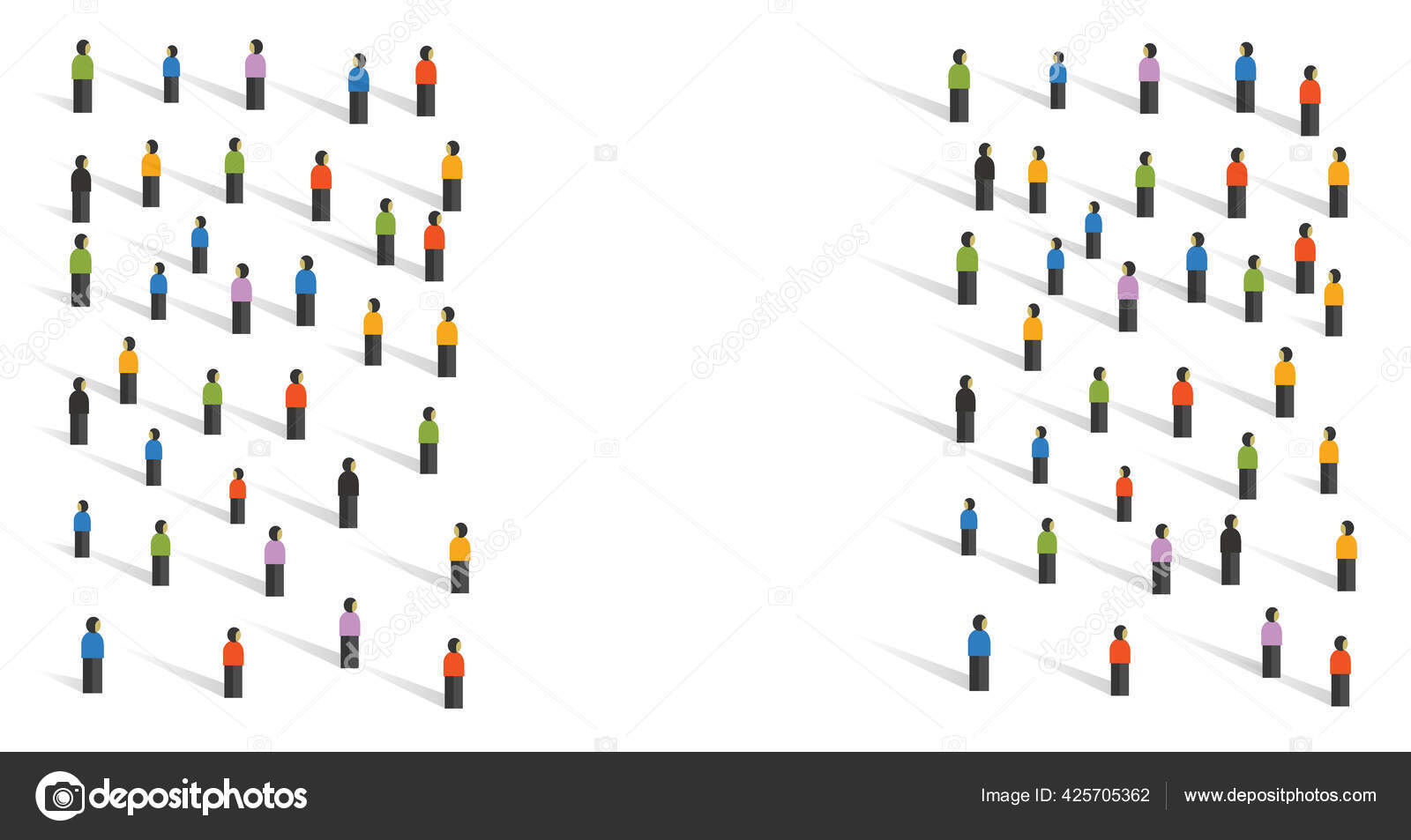 Public backlash opponent rivalry concept in crowd standing at different ...