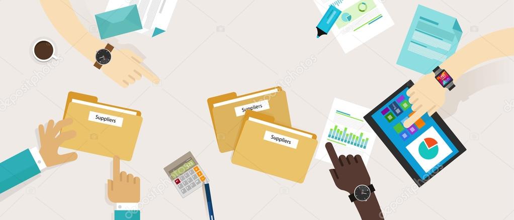 Proceso de gestión de proveedores de compras vector, gráfico vectorial ...