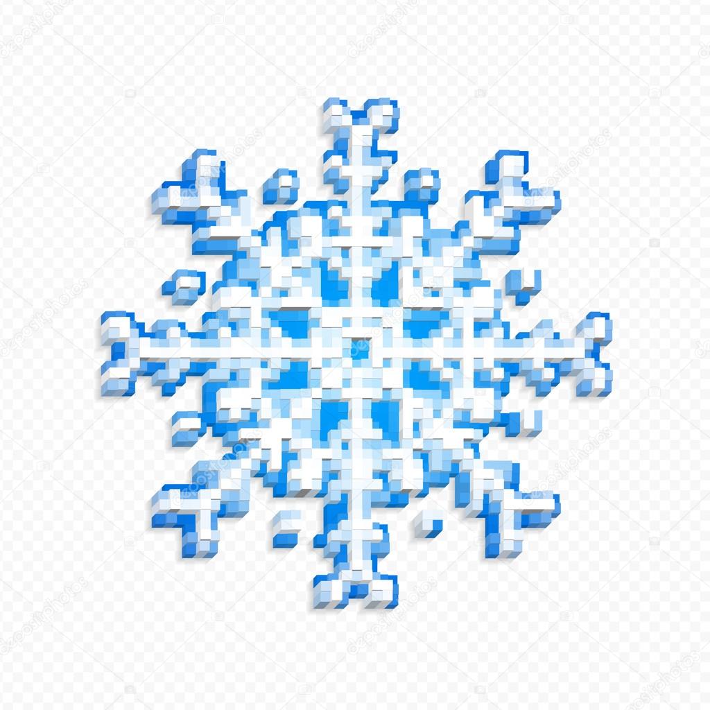 Blue snowflake made of 3d cubes. Pixel art style — Stock Vector © An ...