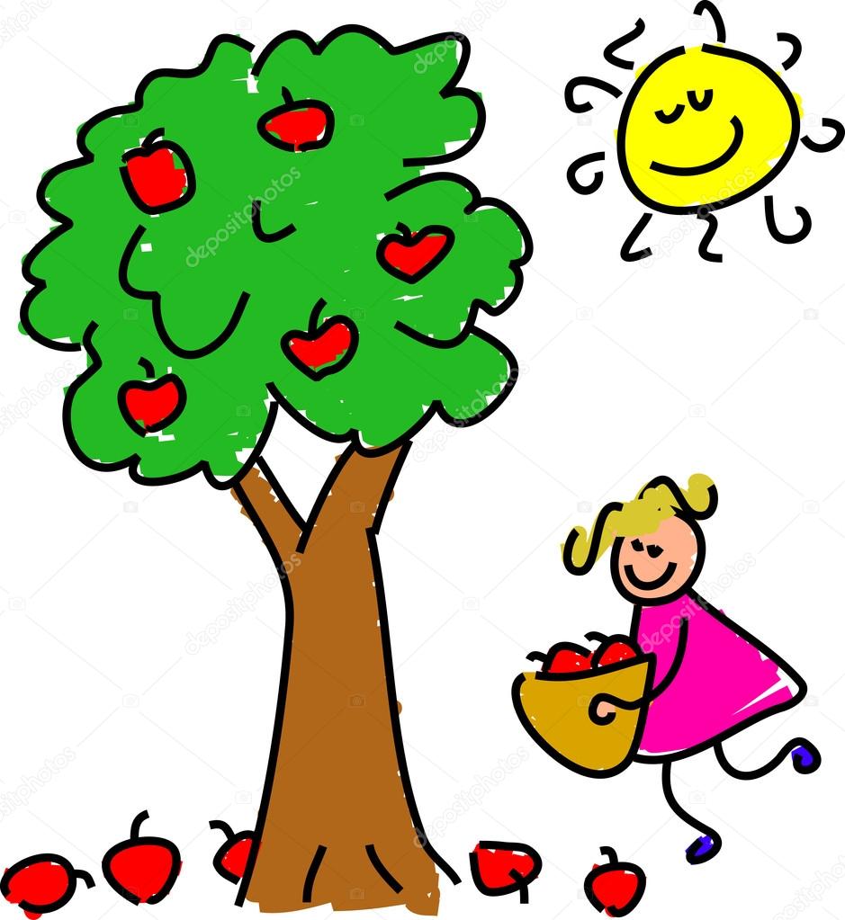 Girl Picking Apples Stock Vector Image by ©Prawny #64286839