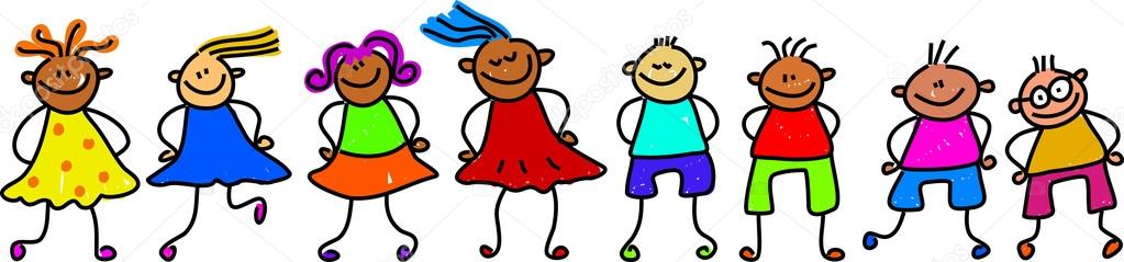 Cartoon cute children holding hands — Stock Vector © virinaflora #37446065