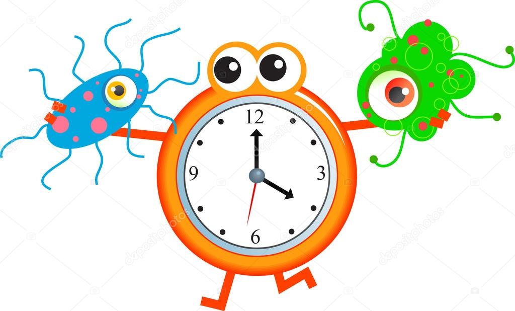Bacteria time clock cartoon Stock Vector by ©Prawny 64289289