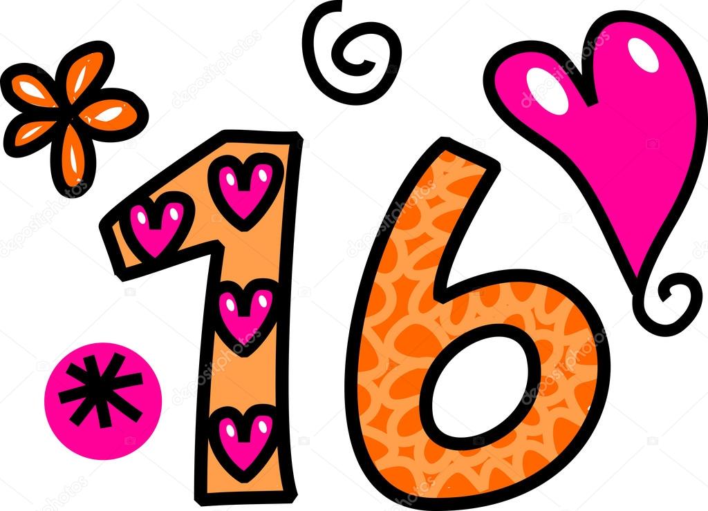 Doodle del número dieciséis — Archivo Imágenes Vectoriales © Prawny ...