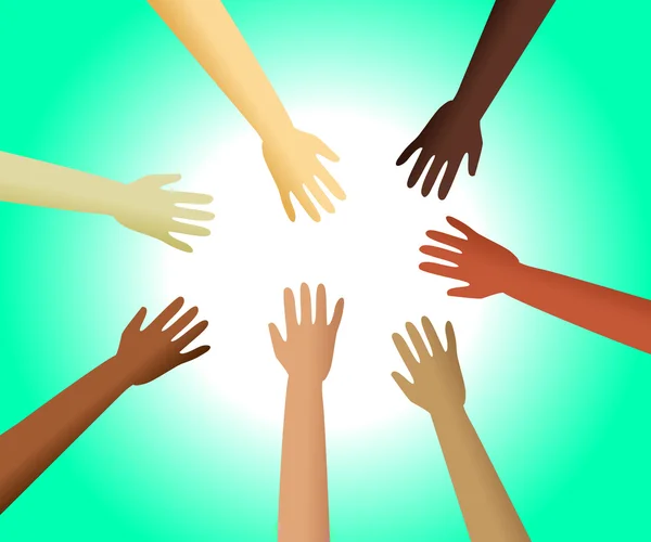 Vector Graphics Six Different Hands Different Races Cultures Stretched ...