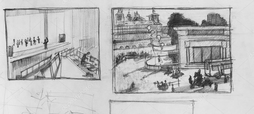 Set of two sketches, pencil technique — Stock Photo © Kolodochka #86585988