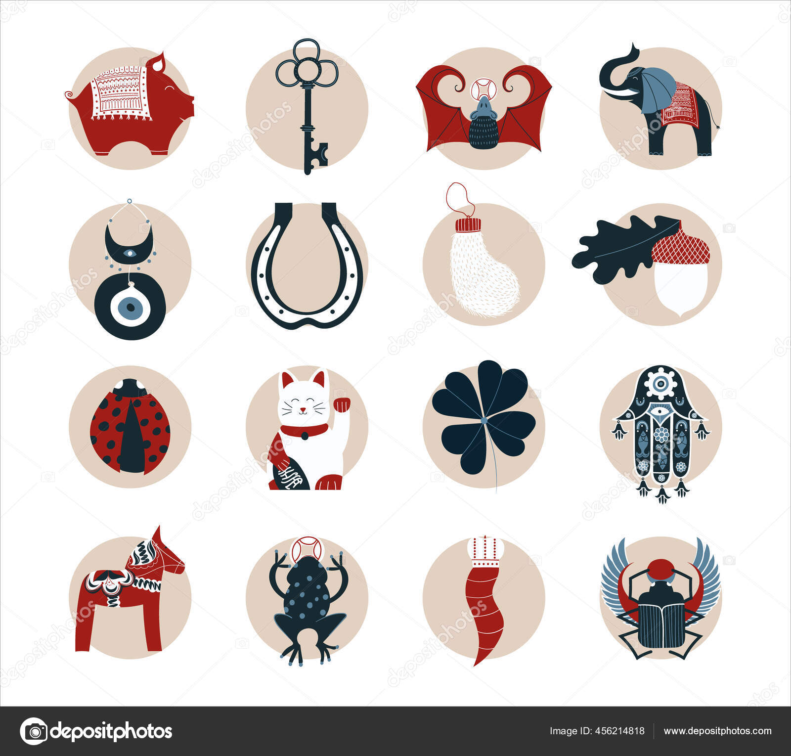 Símbolos de buena suerte vector, gráfico vectorial © LenaSolodovnikova ...