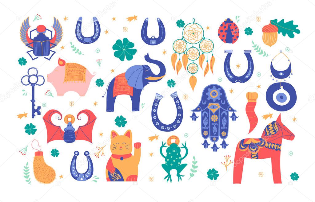 Símbolos de buena suerte Vector de stock por ©LenaSolodovnikova 456606750