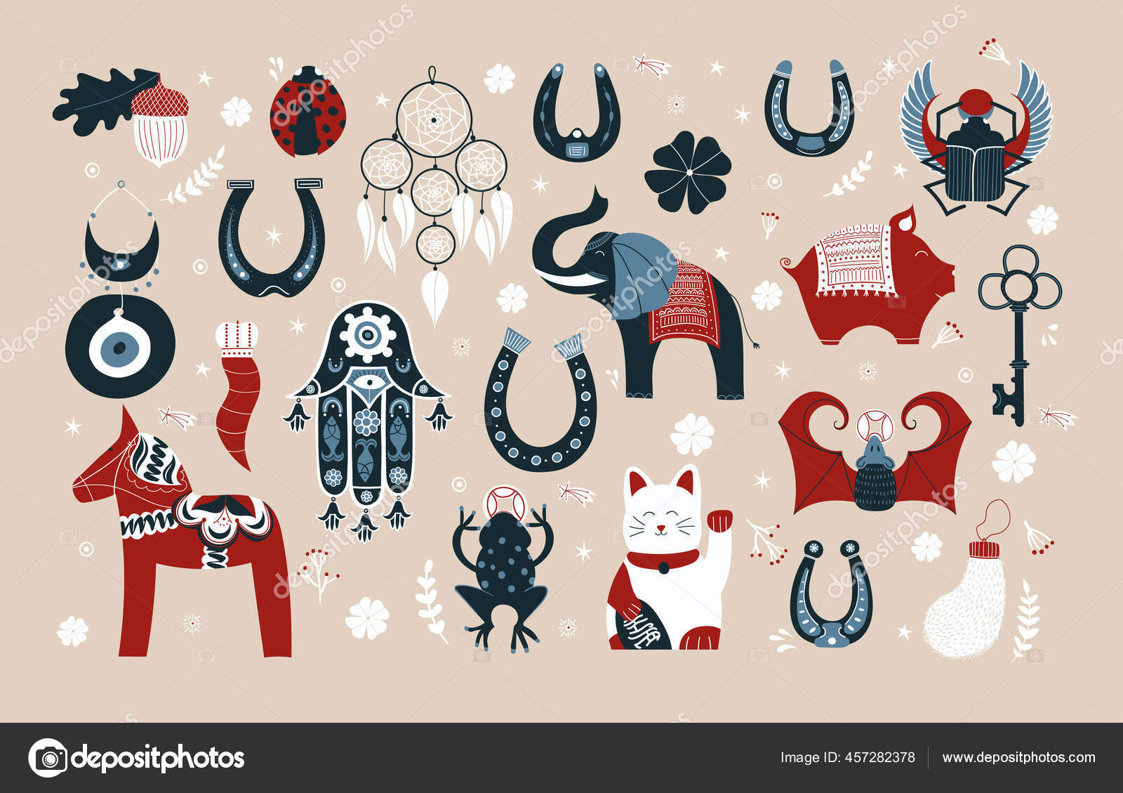 Good Luck symbols Stock Illustration by ©LenaSolodovnikova #457282378