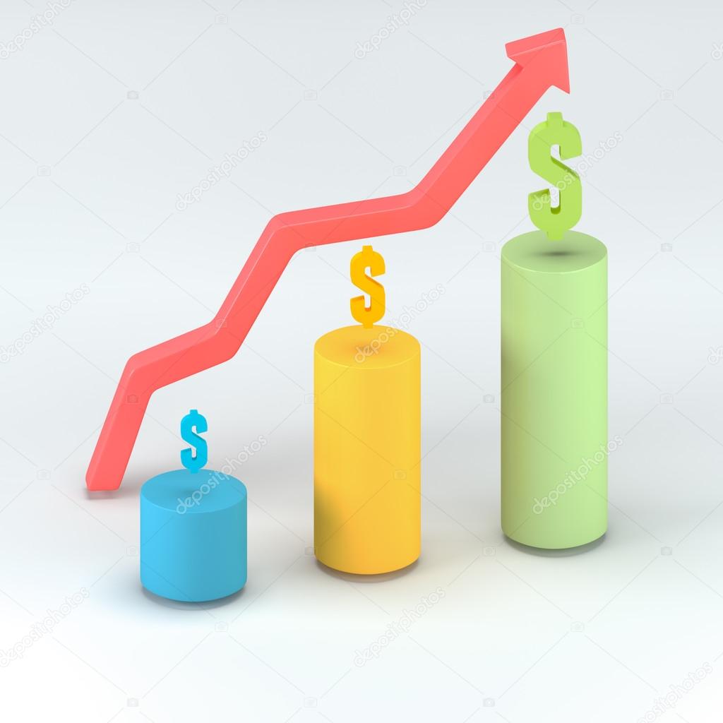 3d Render, infographic 3d. arrow and cylinders to success — Stock Photo ...