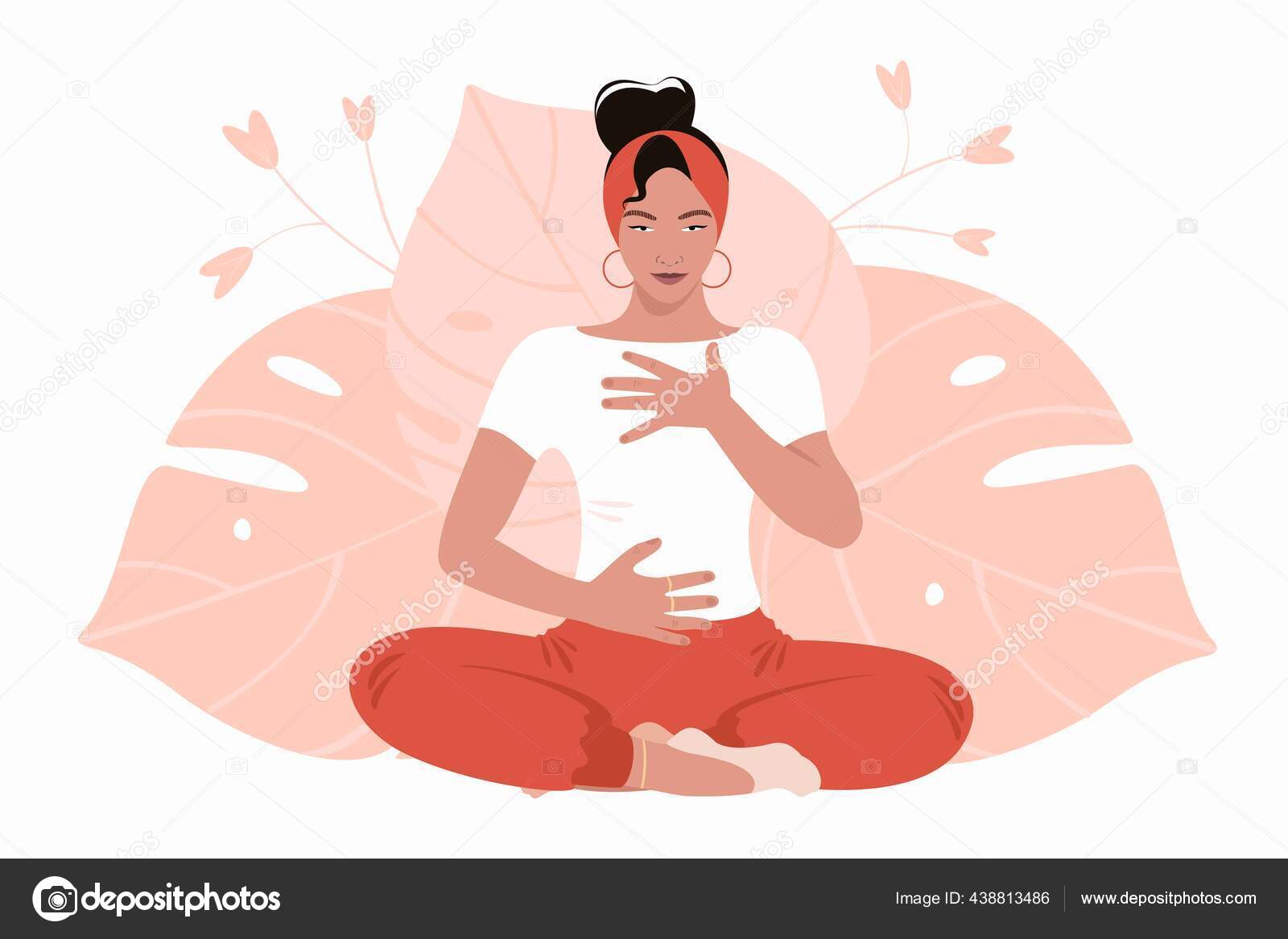 Dibujos Animados De Ejercicios De Respiración Profunda Y Ahora,