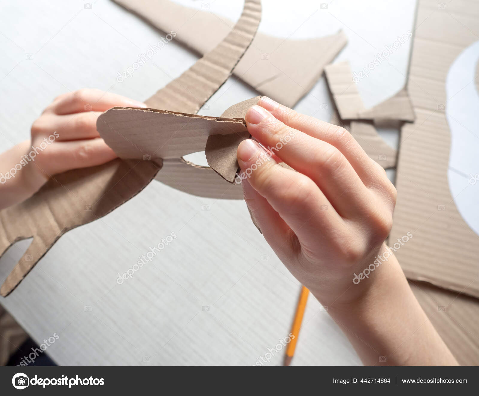 Process Making Toys Cardboard Hobby Eco Friendly Toys Your Own — Stock ...